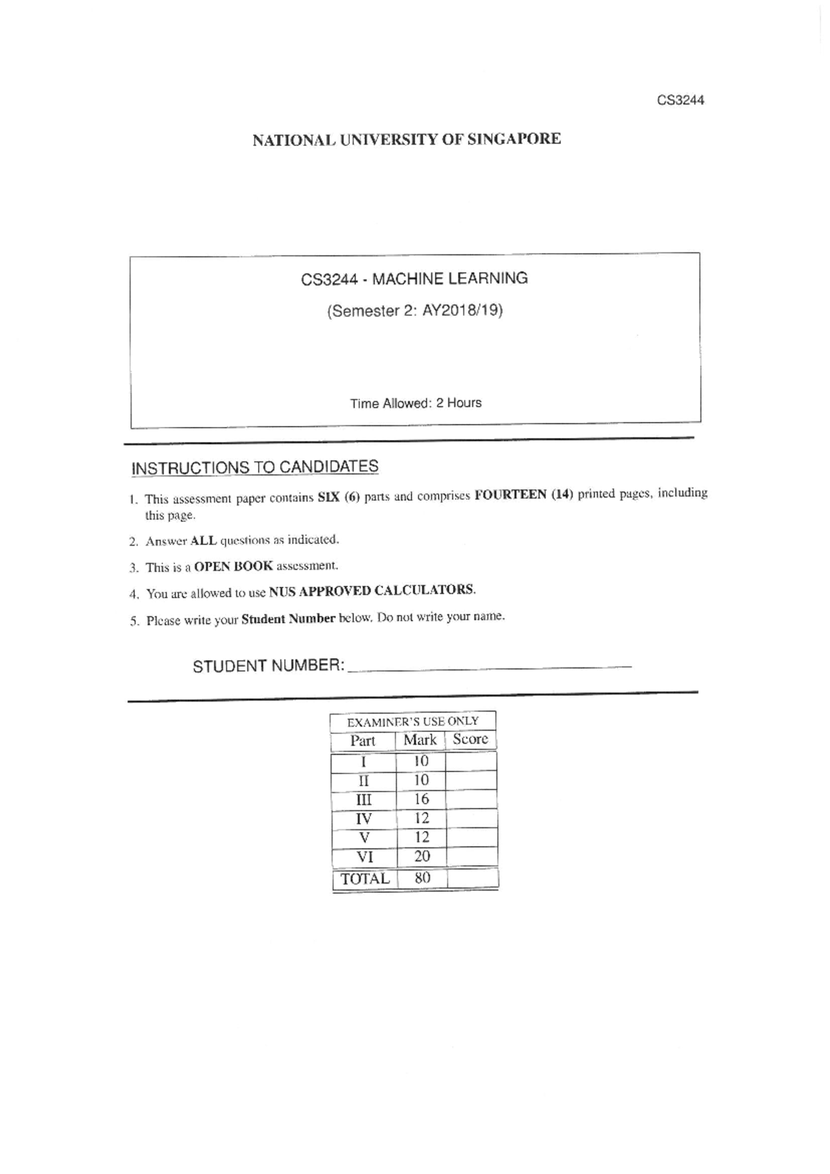 ATM125388 1819SEM2-CS3244 - CS3244 - Studocu