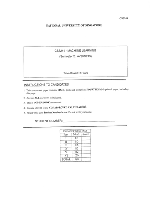 CS3244 Cheat Sheet - CS3244 - RNN Gradient Descent weight update - Studocu
