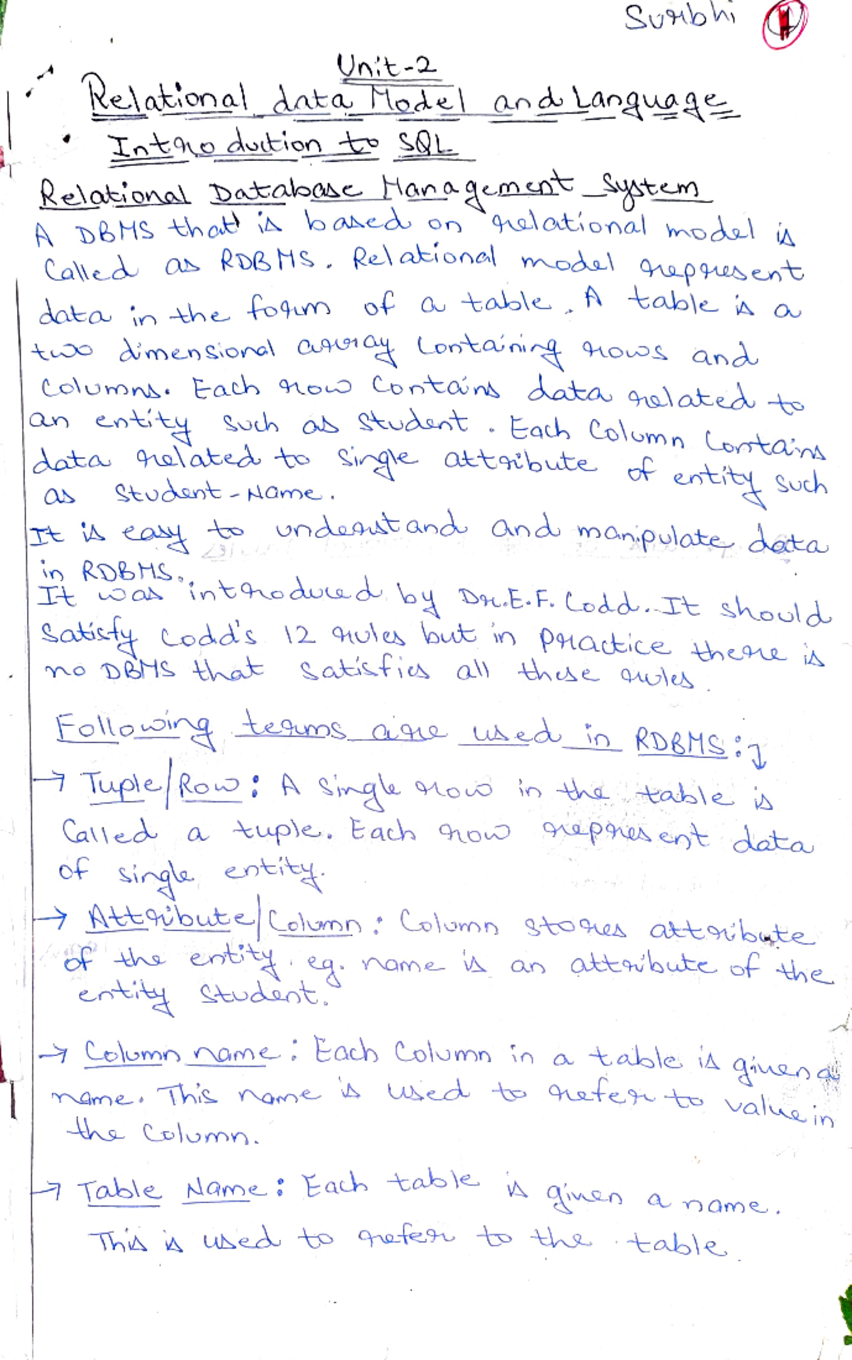 Dbms unit 2 - B tech - Studocu