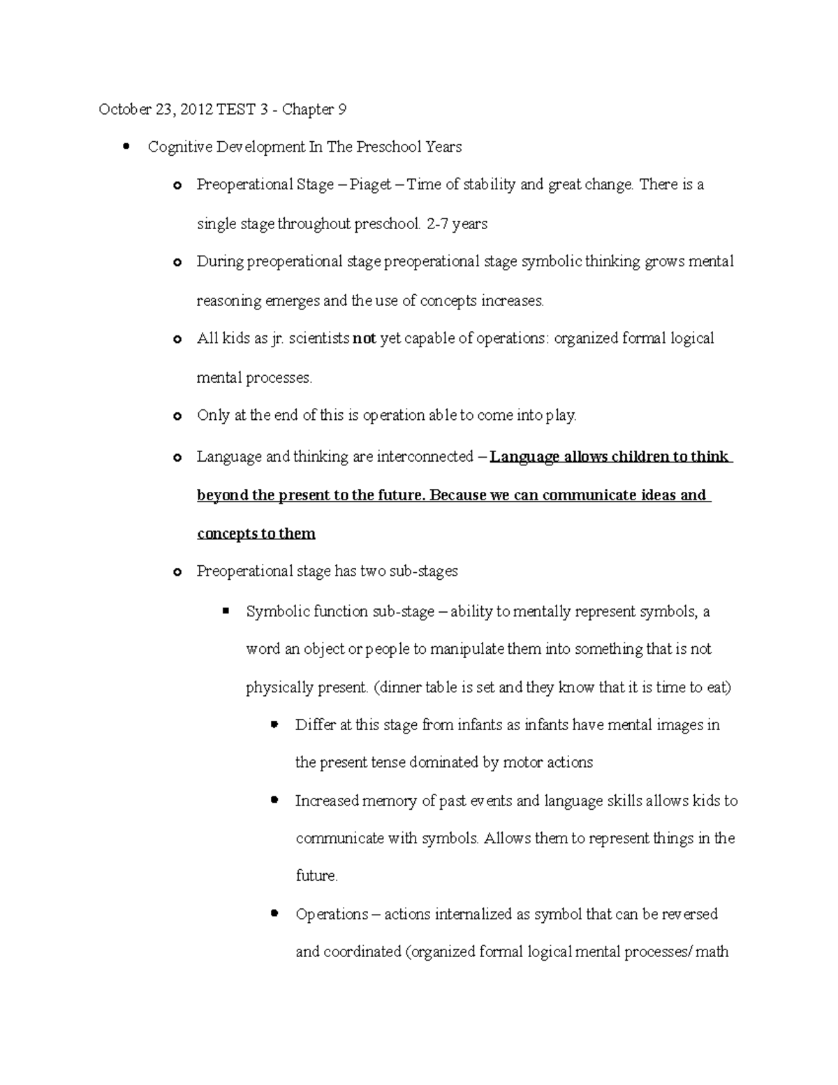 FCS 330 test 3 - Summary Child Growth and Development I - October 23 ...
