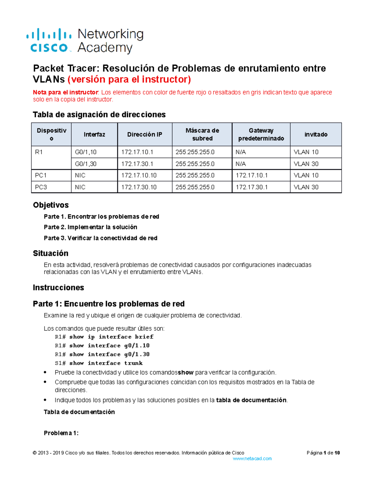 4.4.8 Packet Tracer - Troubleshoot Inter-VLAN Routing - ILM - Packet Tracer: Resolución de ...