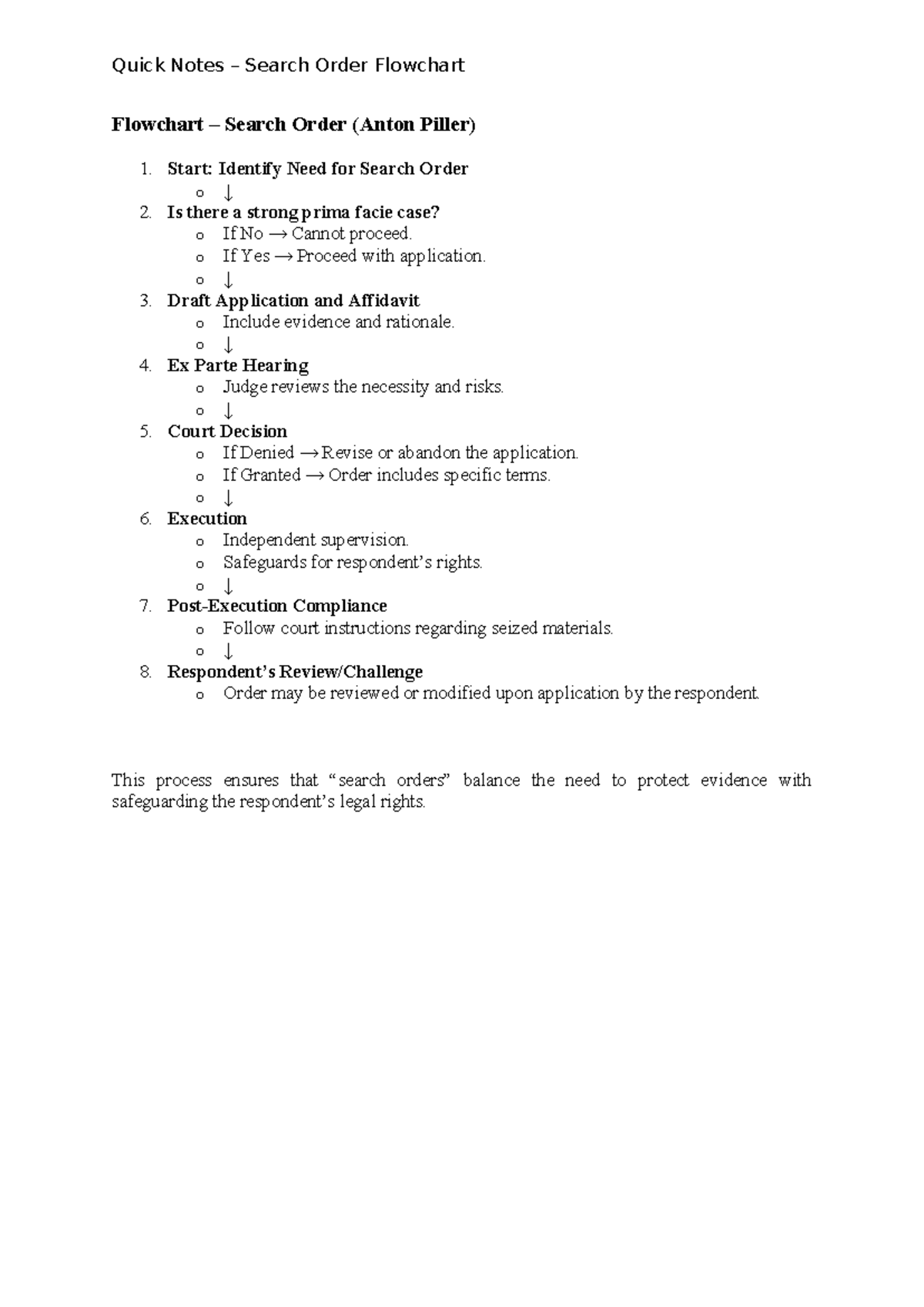 Flowchart Search Order QN - Quick Notes – Search Order Flowchart ...