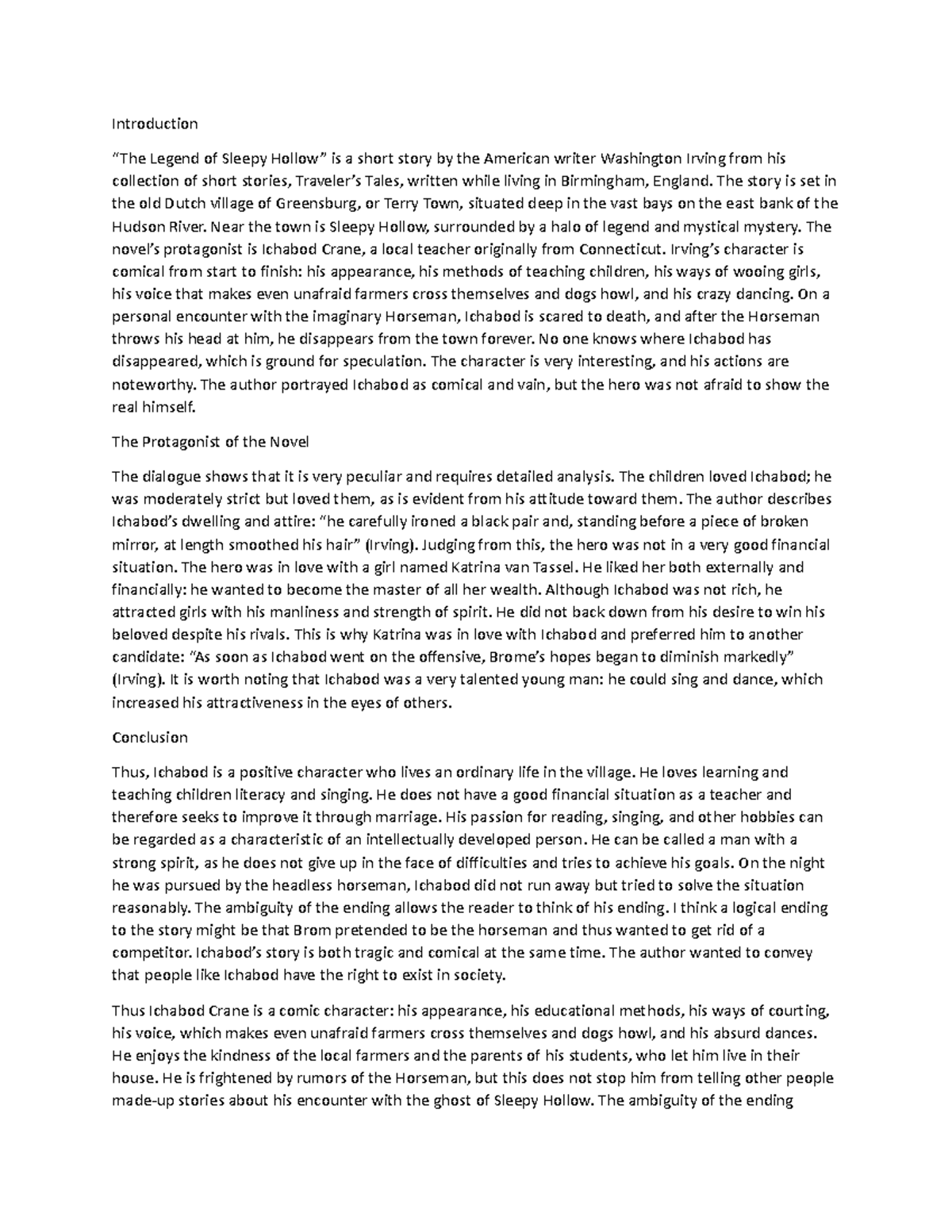 The Legend of Sleepy Hallow - Introduction “The Legend of Sleepy Hollow ...