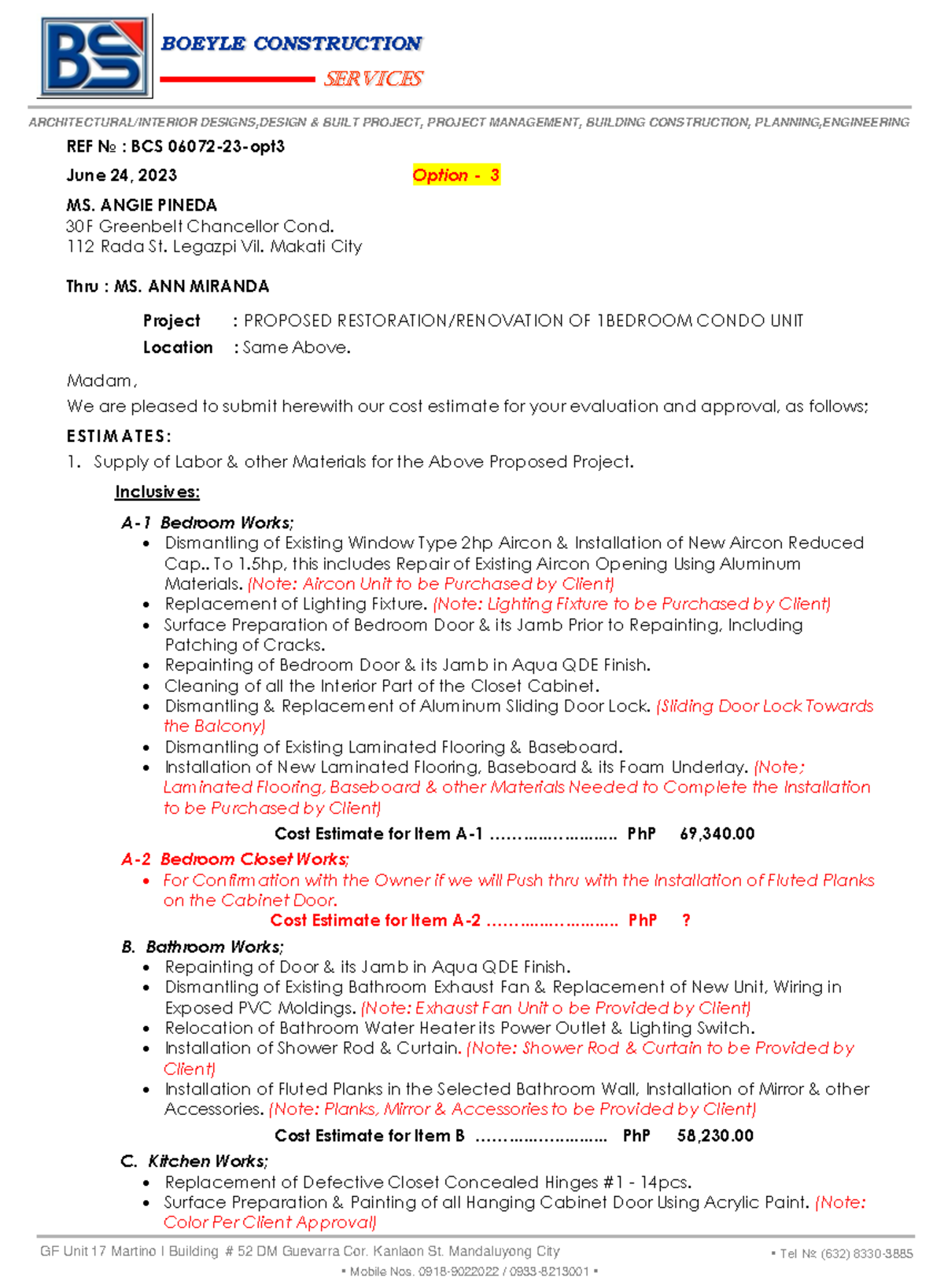 Restoration proposal - ARCHITECTURAL/INTERIOR DESIGNS,DESIGN & BUILT ...