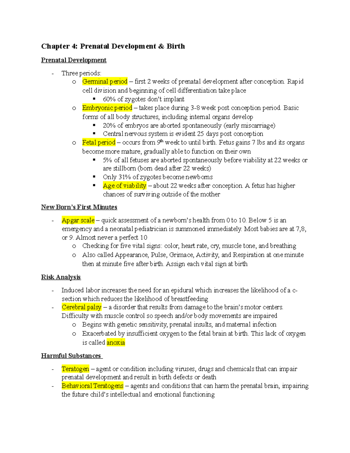 Human Growth Chapter 4 - Prenatal Development and Birth - Chapter 4: Prenatal Development ...