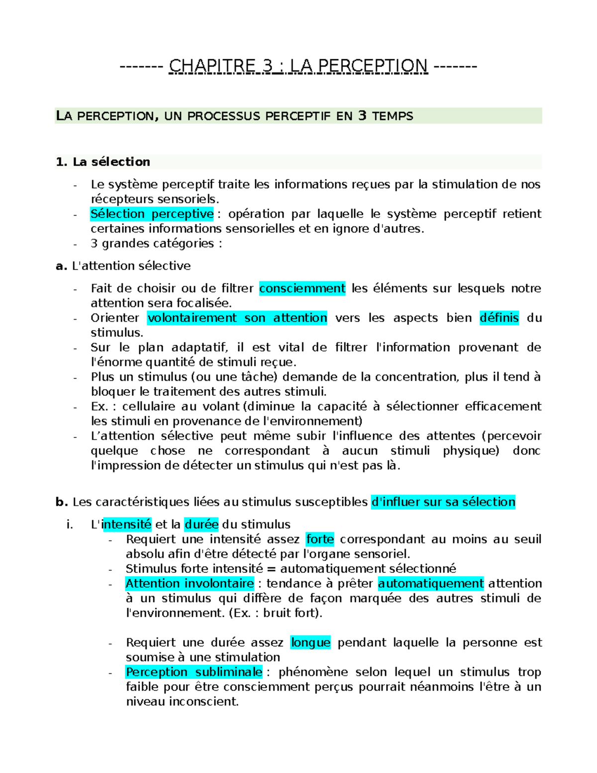 Chapitre 3 - notes complètes et réponses quiz - CHAPITRE 3 : LA ...