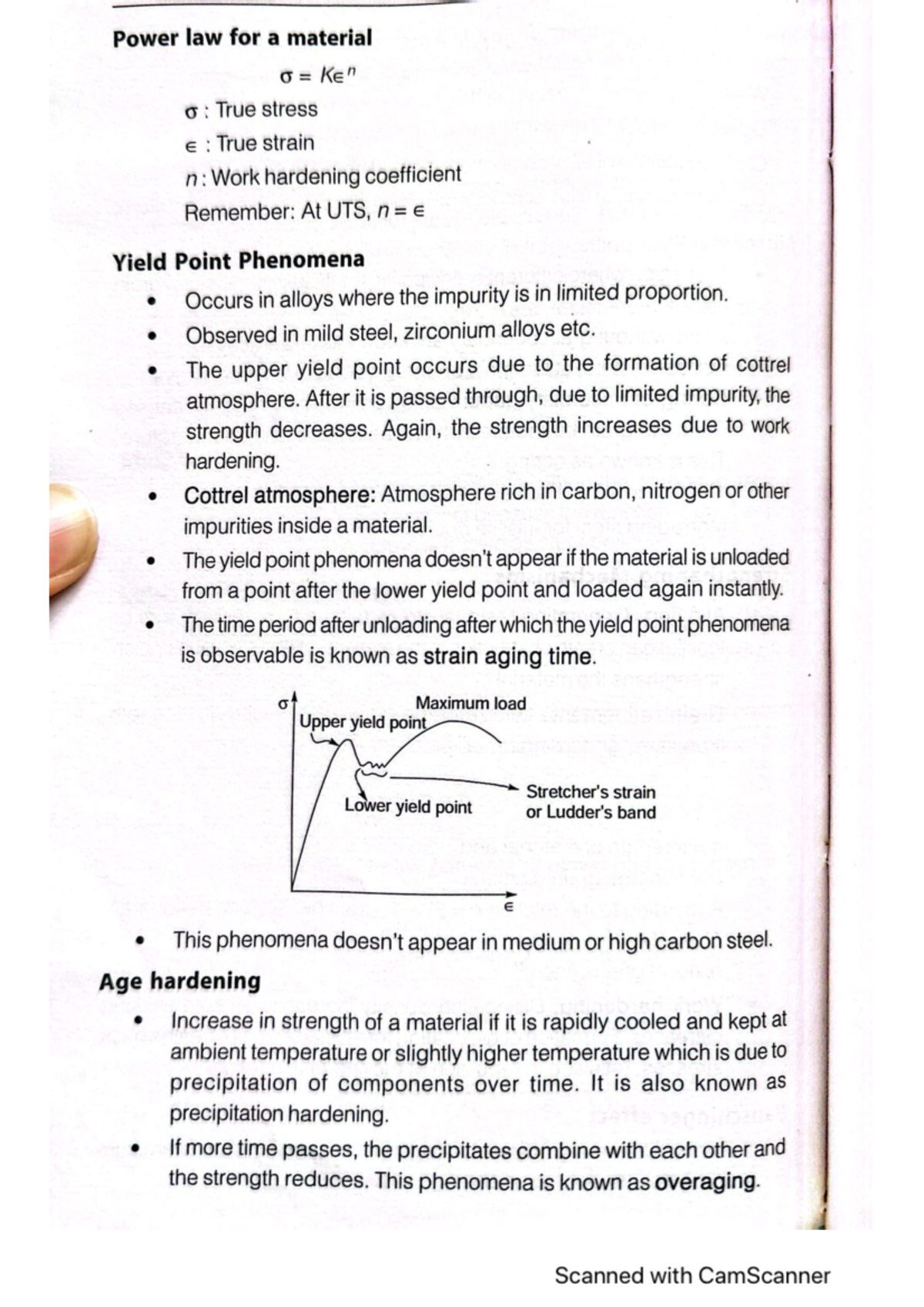 MSE Theory - 3 - Important - Power law for a material o : True stress e ...