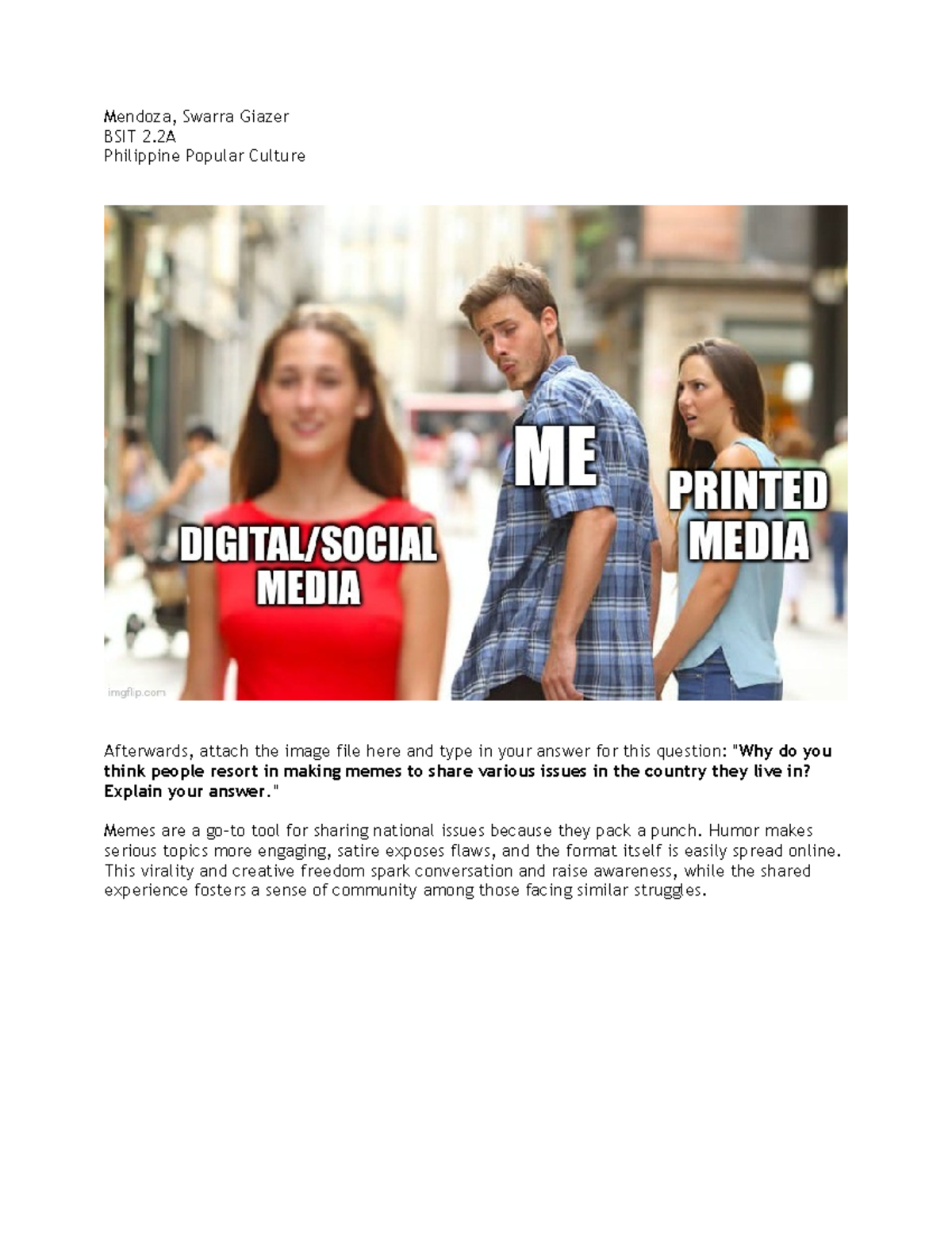 Memeactivity - N.A - Mendoza, Swarra Giazer BSIT 2 Philippine Popular ...