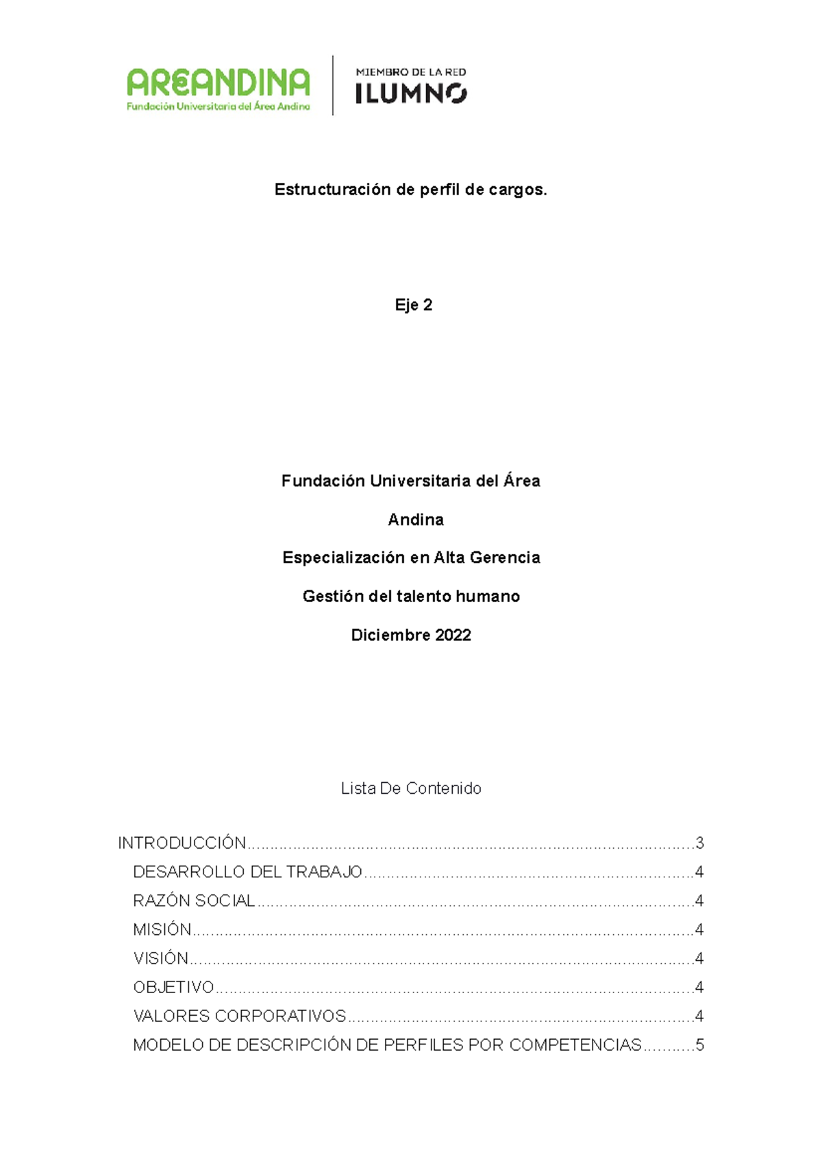 EJE 2 Talento Final - eje 2 - Estructuración de perfil de cargos. Eje 2 ...