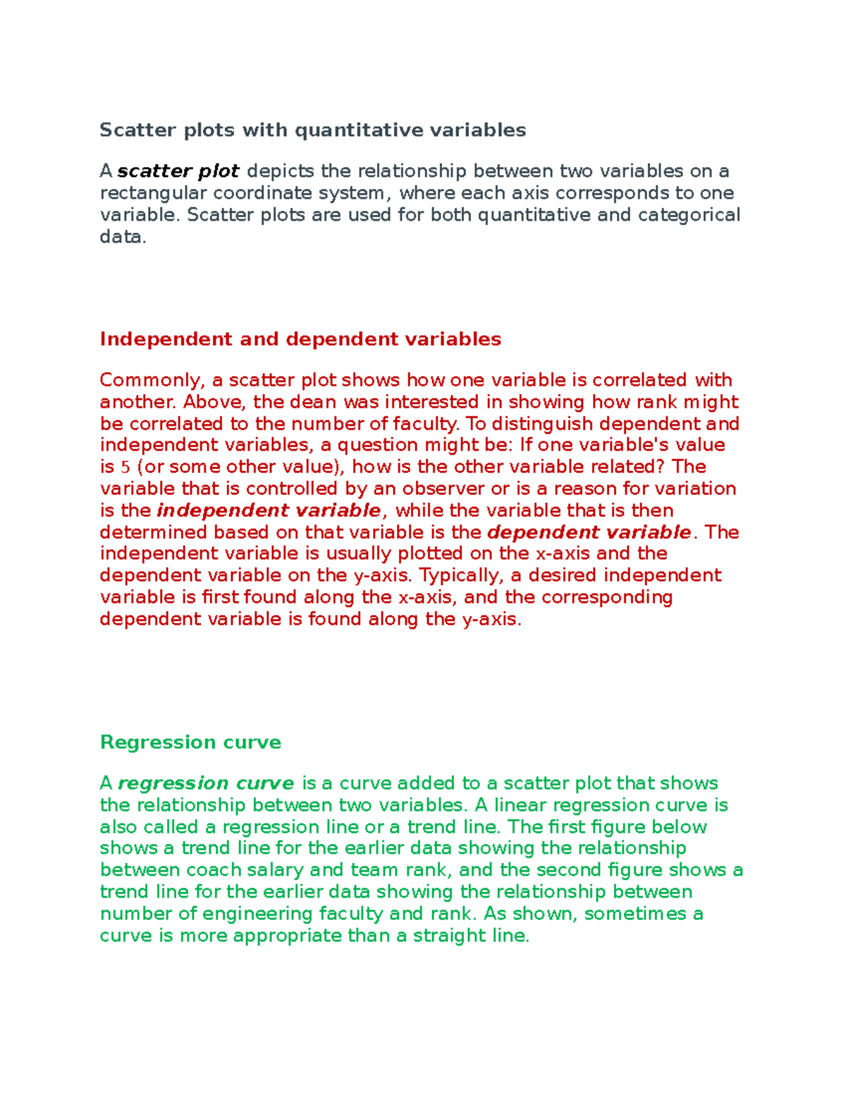 Module two math notes - Scatter plots with quantitative variables A ...