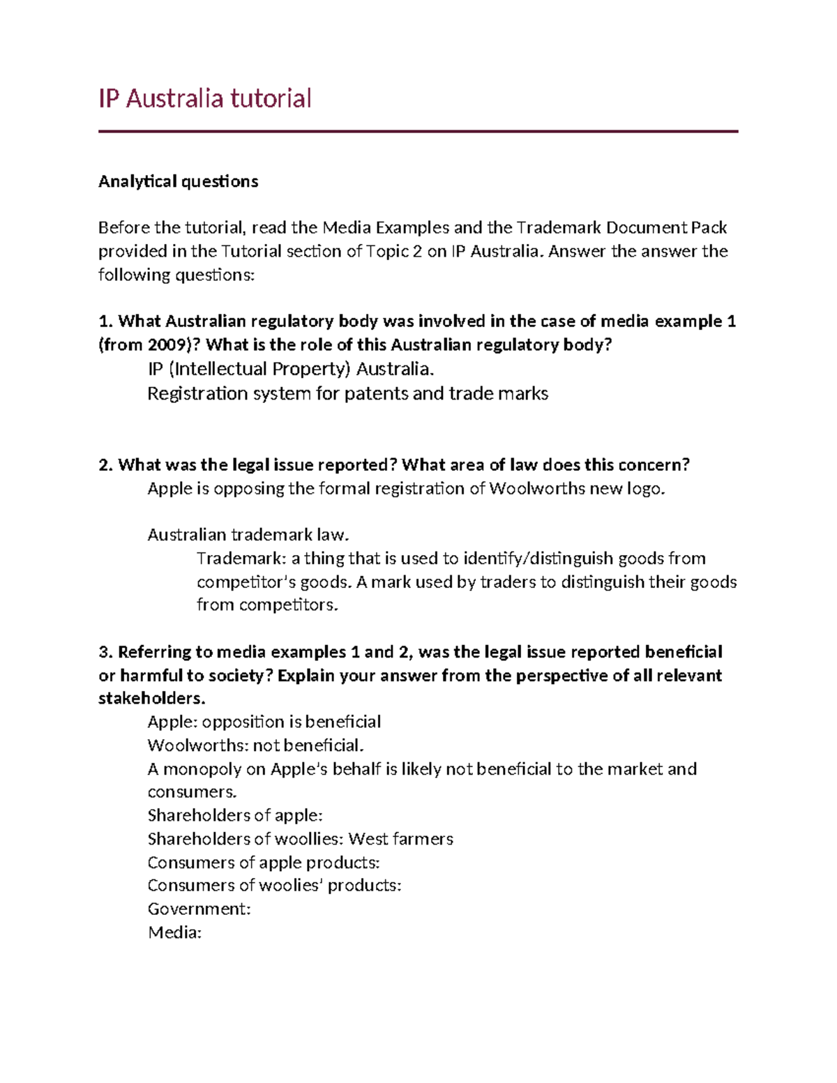 IP Australia tutorial - IP Australia tutorial Analytical questions ...