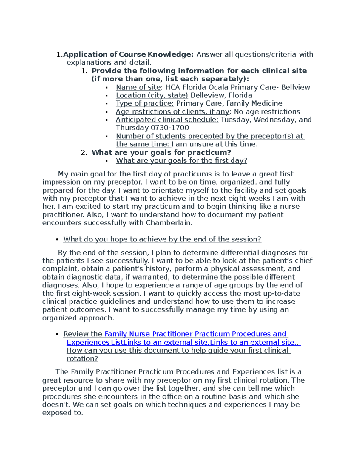 NR511 1 - Discussion post - 1 of Course Knowledge: Answer all questions ...