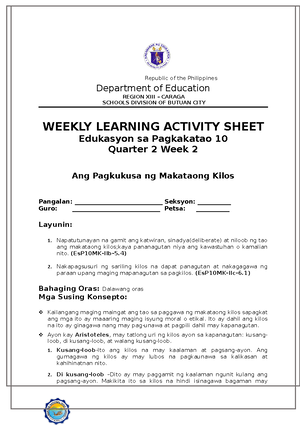 ESP 10 Q2 WEEK 4 - ESP 10 Q2 WEEK 4 - Department of Education REGION ...