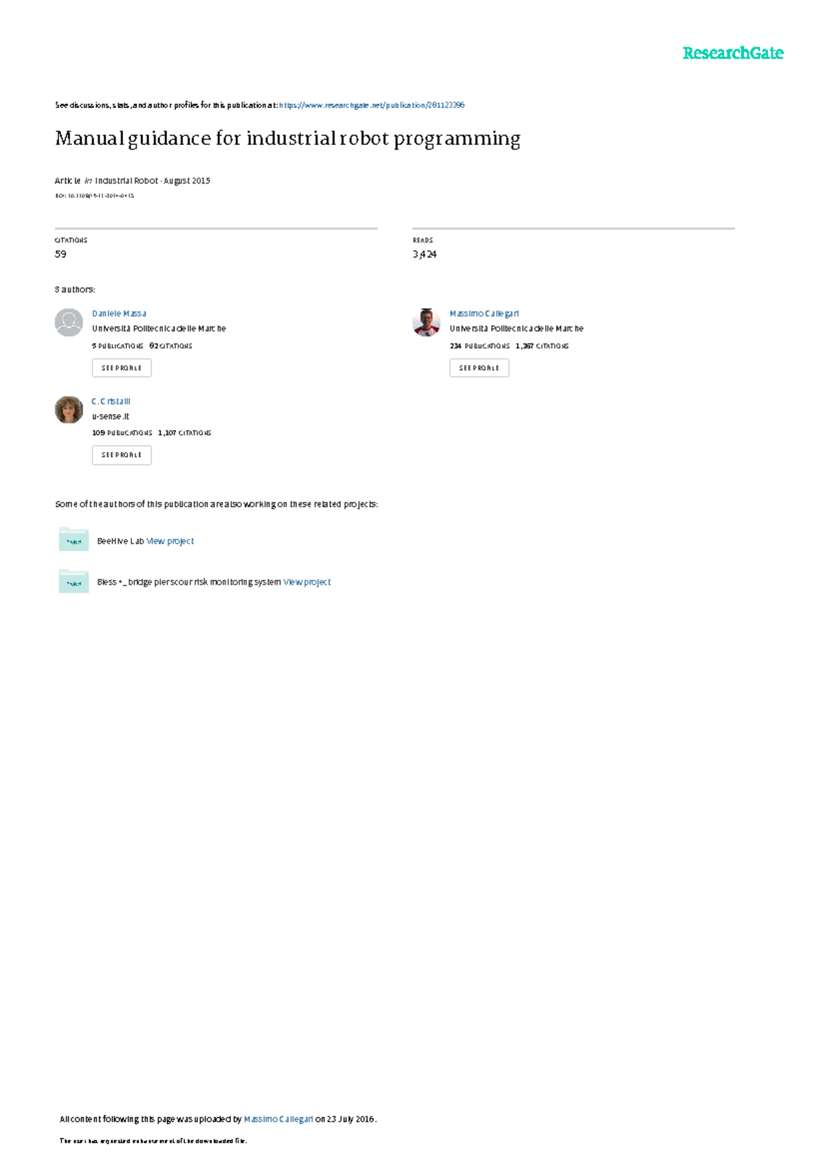 Manual guidance for industrial robot programming - See discussions ...
