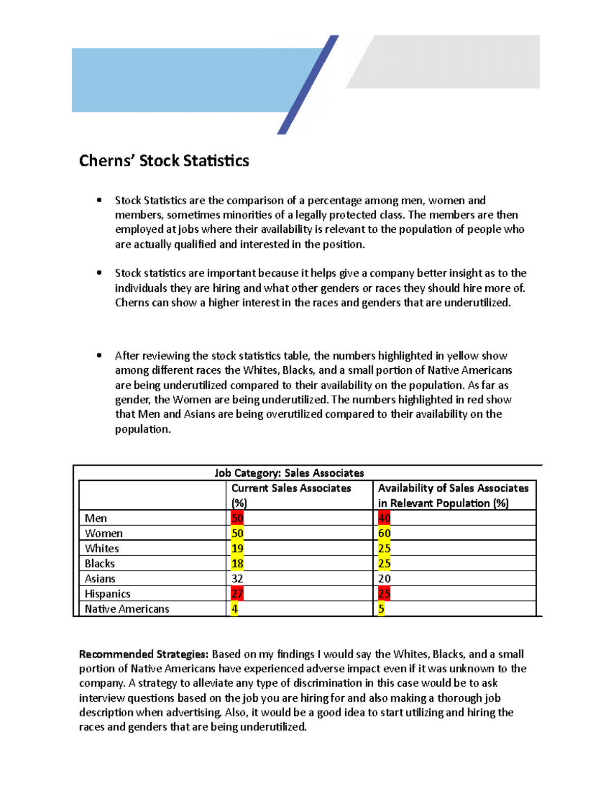 Cherns 3 - Cherns’ Stock Statistics Stock Statistics are the comparison ...