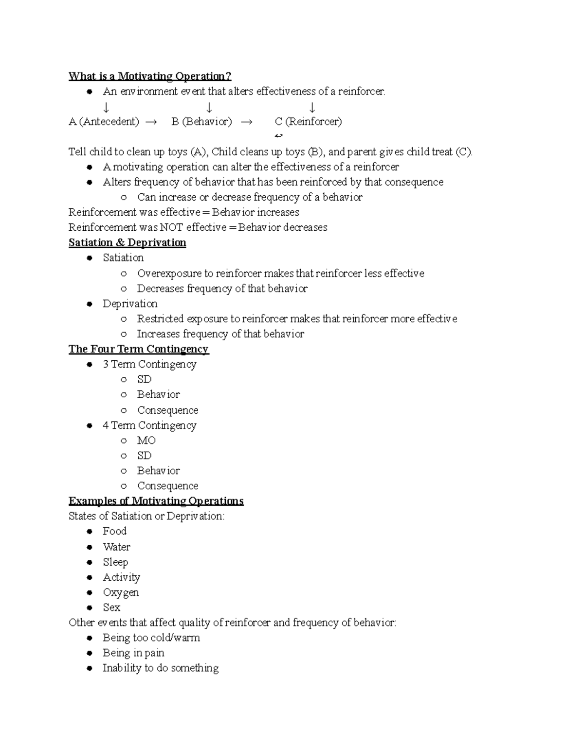 Motivating Operations - What is a Motivating Operation? An environment ...