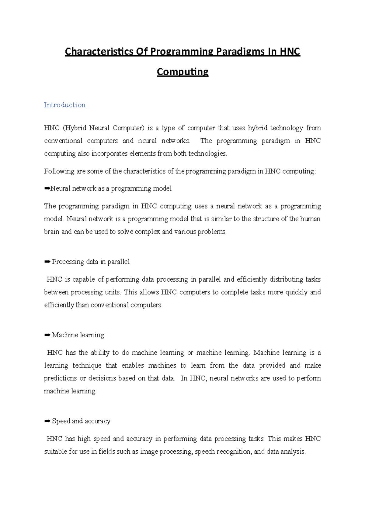 Characteristics Of Programming Paradigms In Hnc Computing Characteristics Of Programming