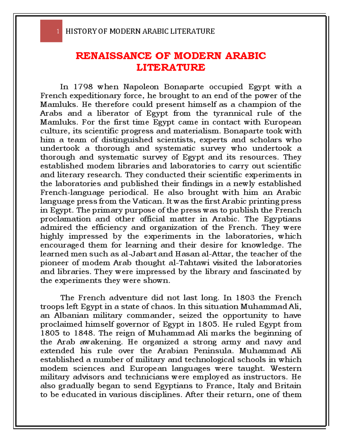 Renaissance OF Modern Arabic Literature and pioneers of the renaissance ...