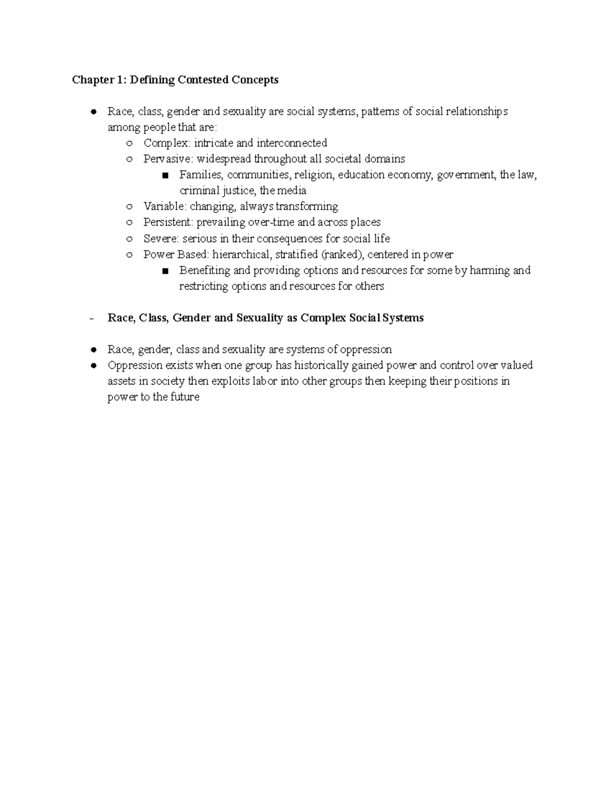 Ch. 1-4 Notes (SOC-213) - Chapter 1: Defining Contested Concepts Race ...