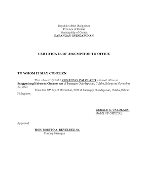 Appointment SK Treas - this is my short note. - Republic of the ...