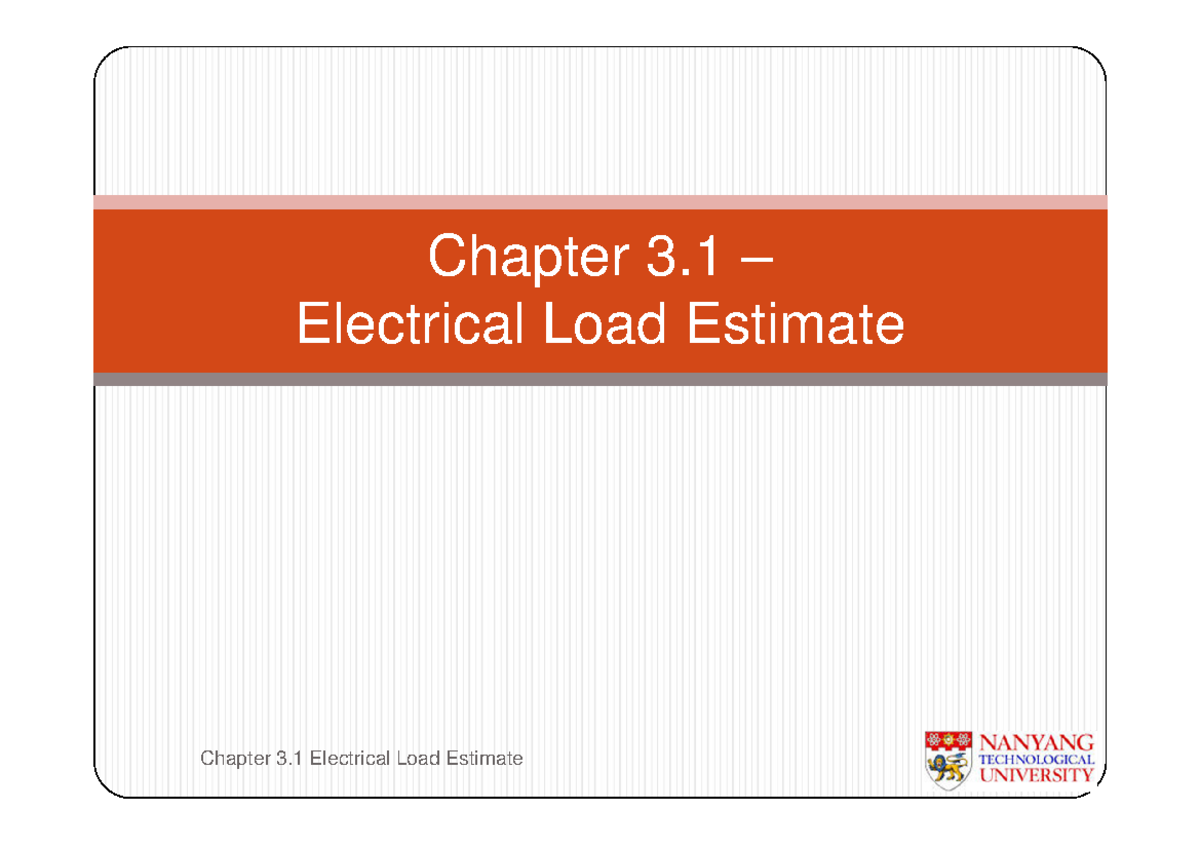 EE4503 Chapter 3.1 Electrical Load Estimate - Chapter 3 – Electrical ...