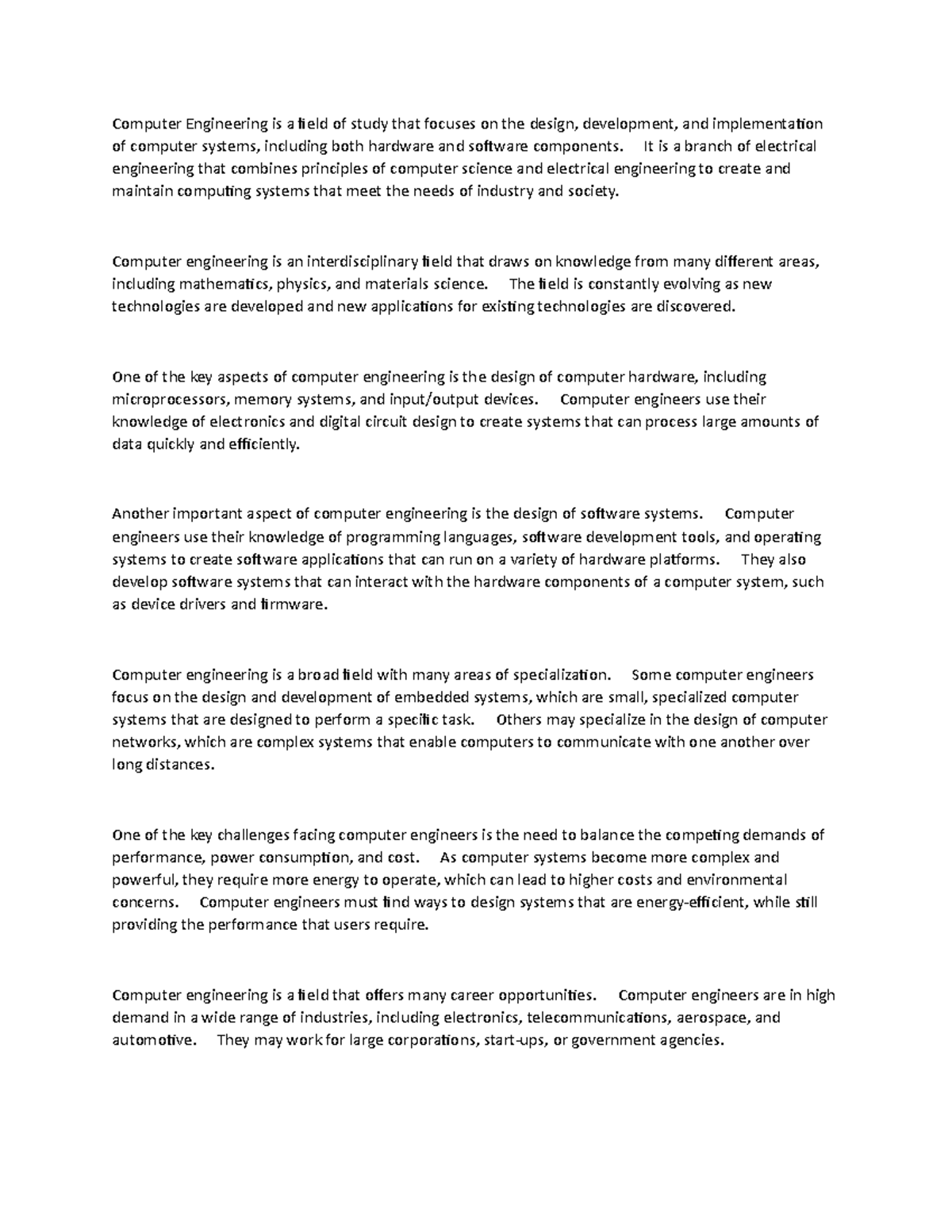 Computer Engineering notes 1 - Computer Engineering is a field of study ...