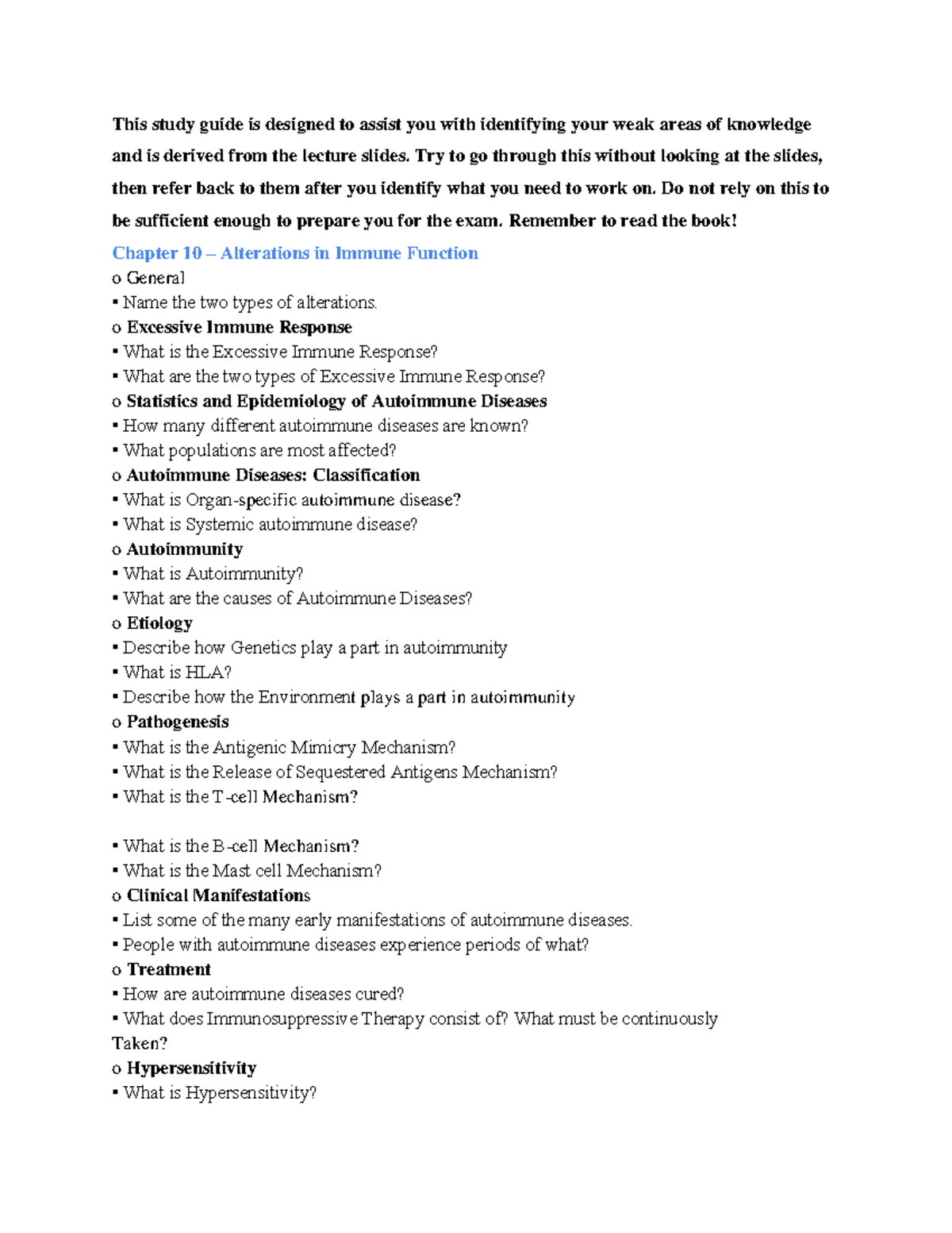 Chapter 10 study guide - This study guide is designed to assist you ...