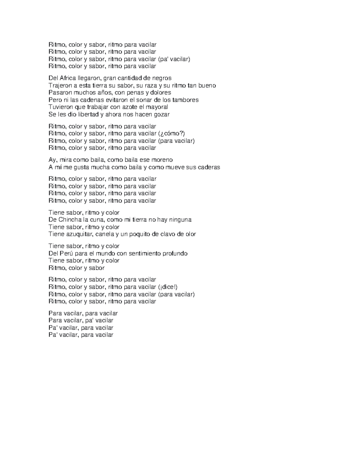 Ritmo, Color y Sabor - Ritmo, color y sabor, ritmo para vacilar Ritmo ...
