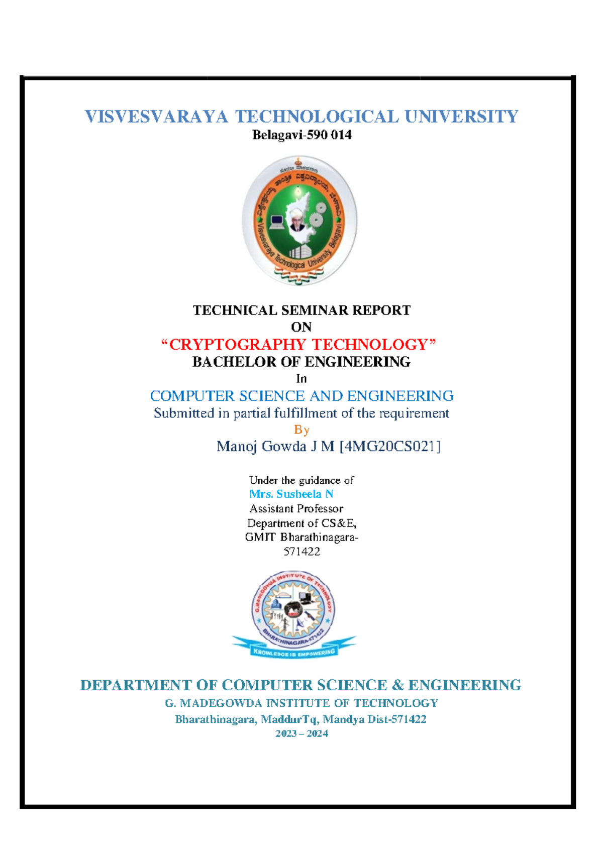 Seminar report - Provide question-paper - VISVESVARAYA TECHNOLOGICAL ...