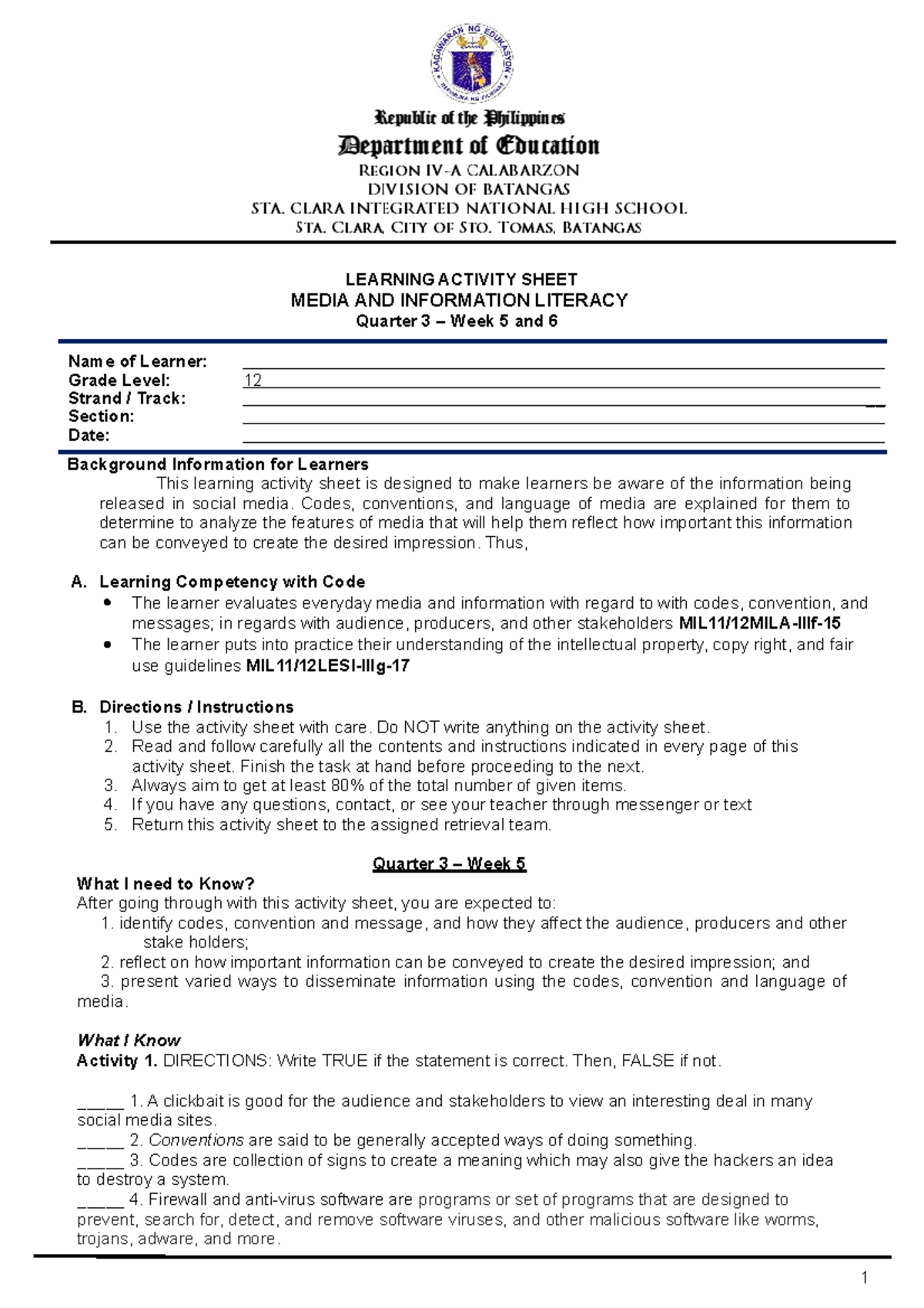 MIL Week 5-6 Q3-120-copies - LEARNING ACTIVITY SHEET MEDIA AND ...