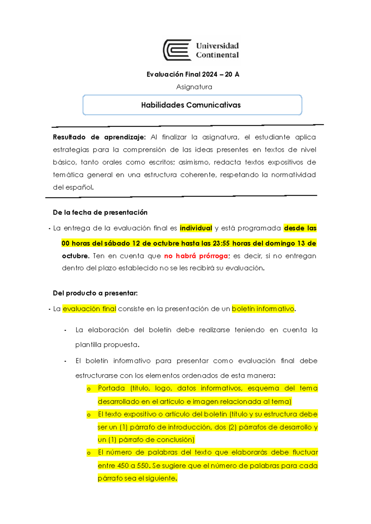 EF1 Consigna de Evaluación Final 2024 20 A - Evaluación Final 2024 – 20 A Asignatura Resultado ...
