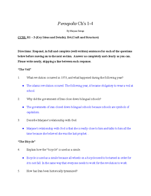 Persepolis Ch. 9-10 Summaries - Persepolis Chapters 9-10 “The Sheep” to ...