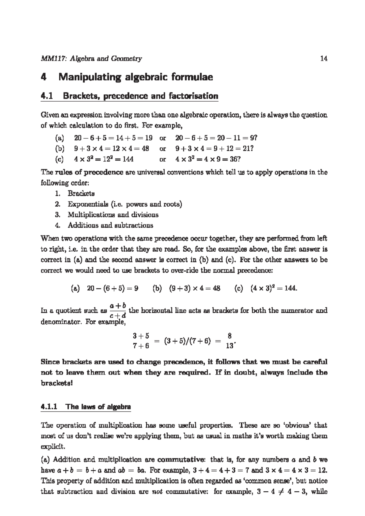 MM117 Week 2 notes - hjhjhj - MM117: Algebra and Geometry 14 4 ...