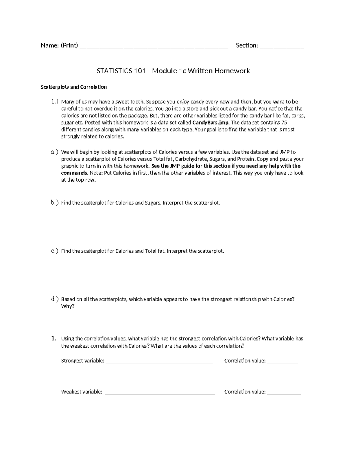 1c homework - nothing - Name: (Print) ____________________________________________ Section ...