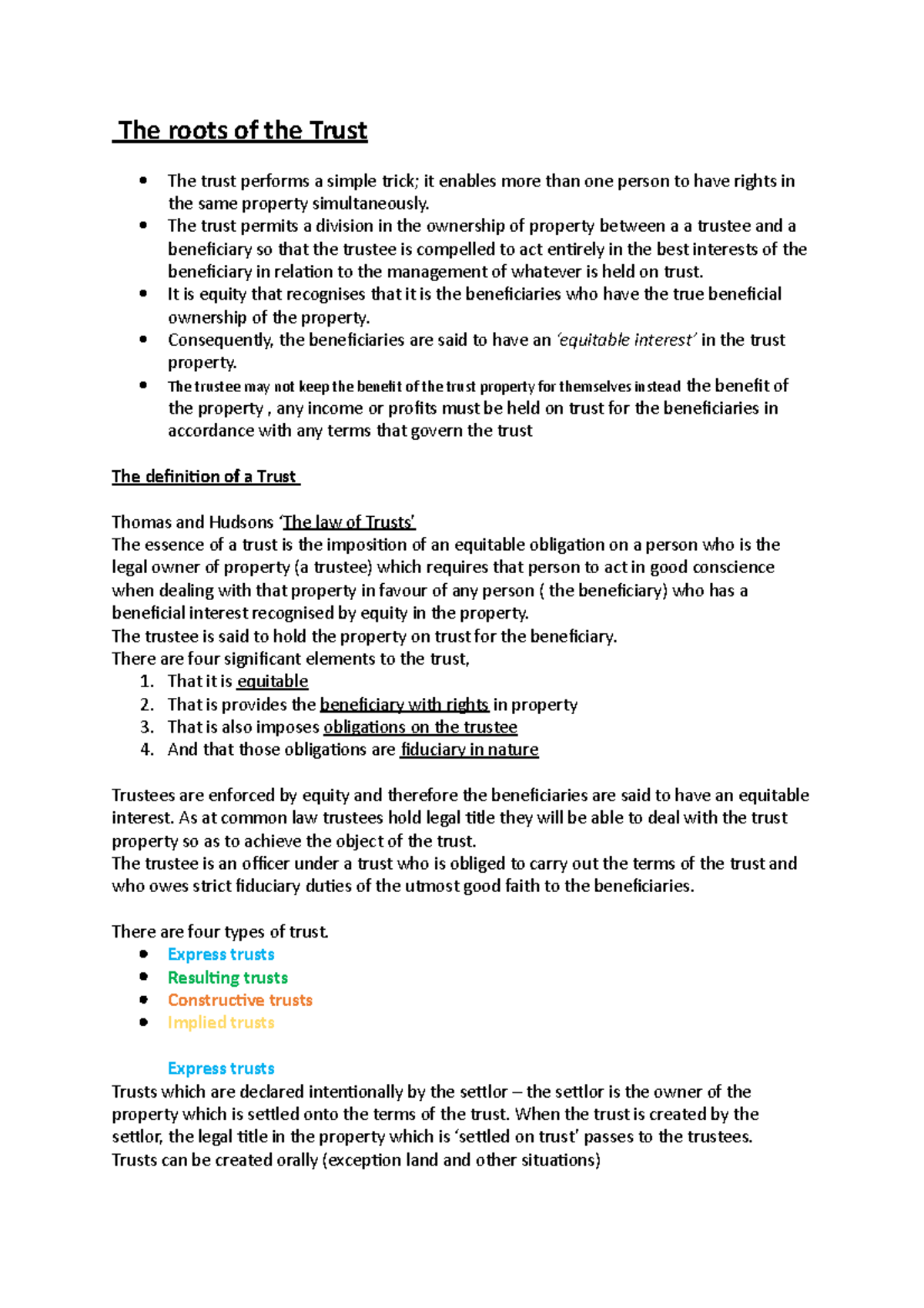 Trust notes - The roots of the Trust The trust performs a simple trick ...