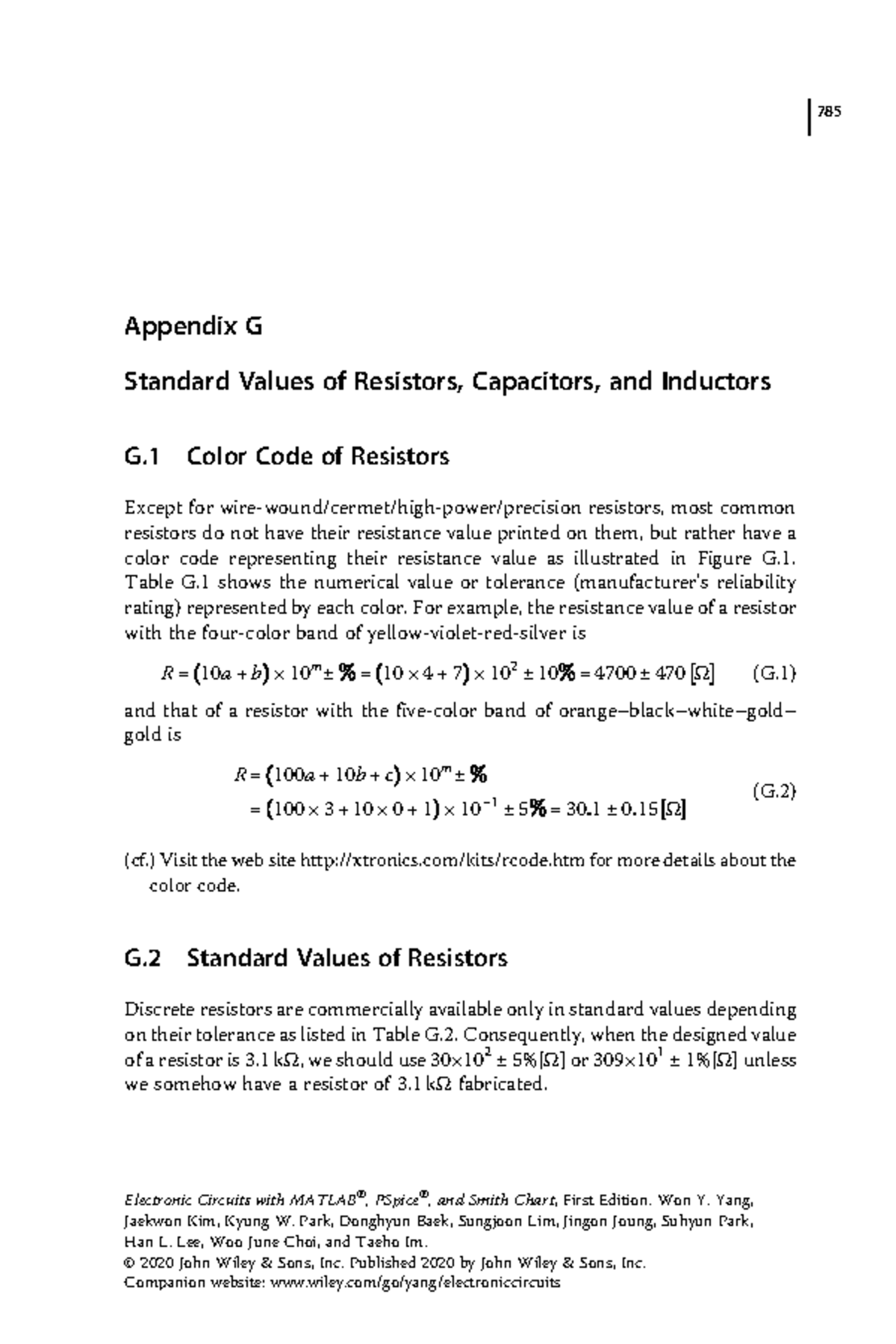 Standard component values with inductors - Appendix G Standard Values ...