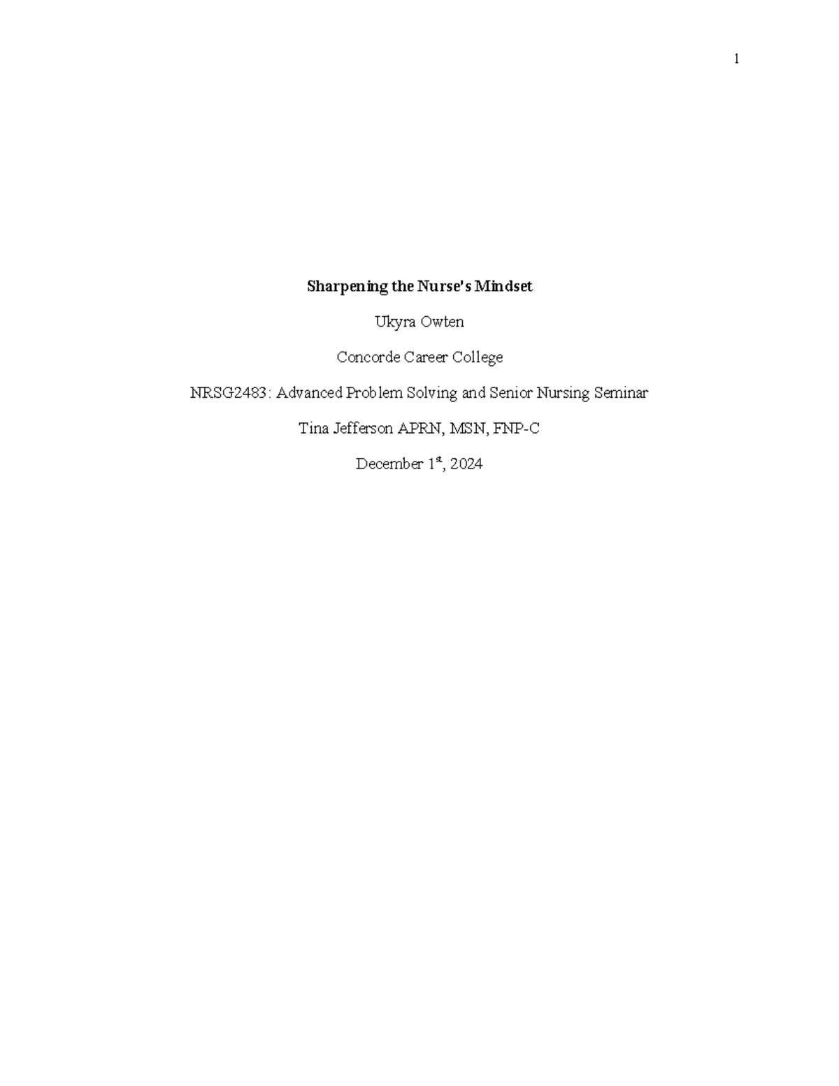 Mod1 copy - Its very informative! - 1 Sharpening the Nurse's Mindset ...