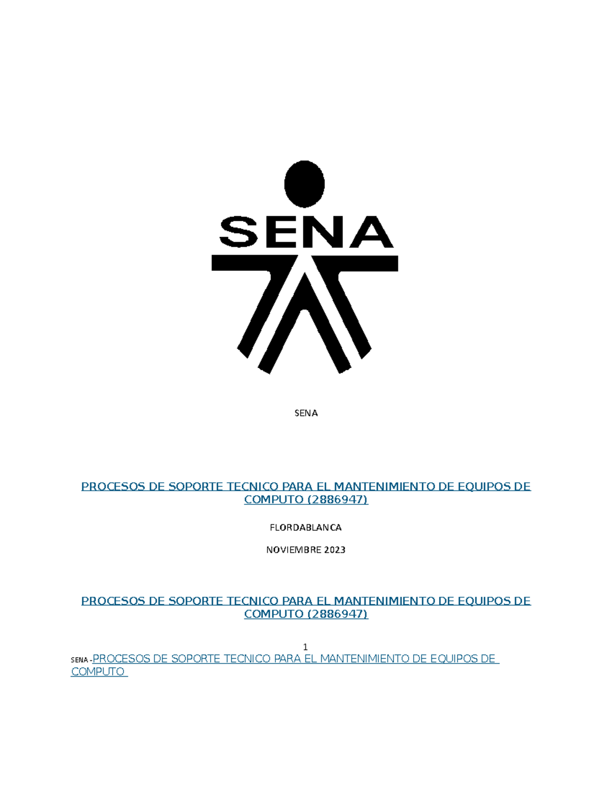 AA2-Ev2 Informe planeación del soporte técnico - SENA PROCESOS DE SOPORTE TECNICO PARA EL - Studocu