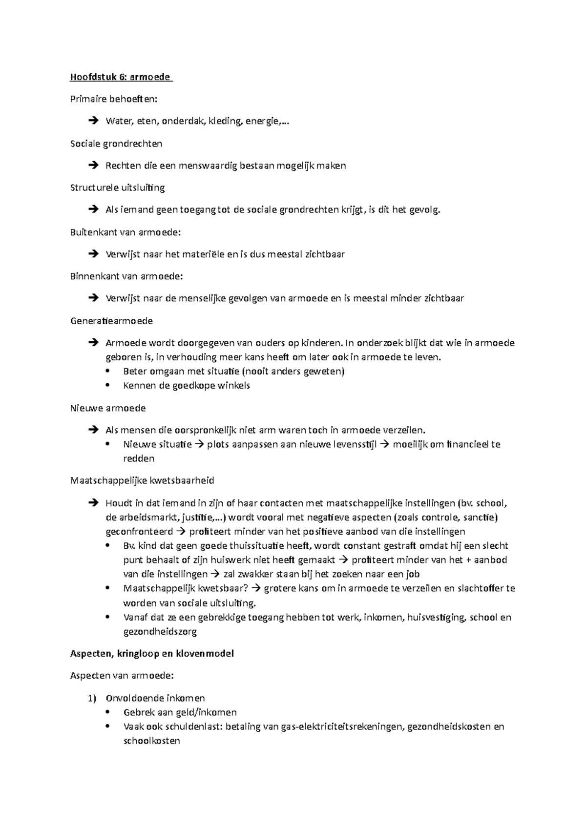 Hoofdstuk 6 armoede - Hoofdstuk 6: armoede Primaire behoeften: Water ...