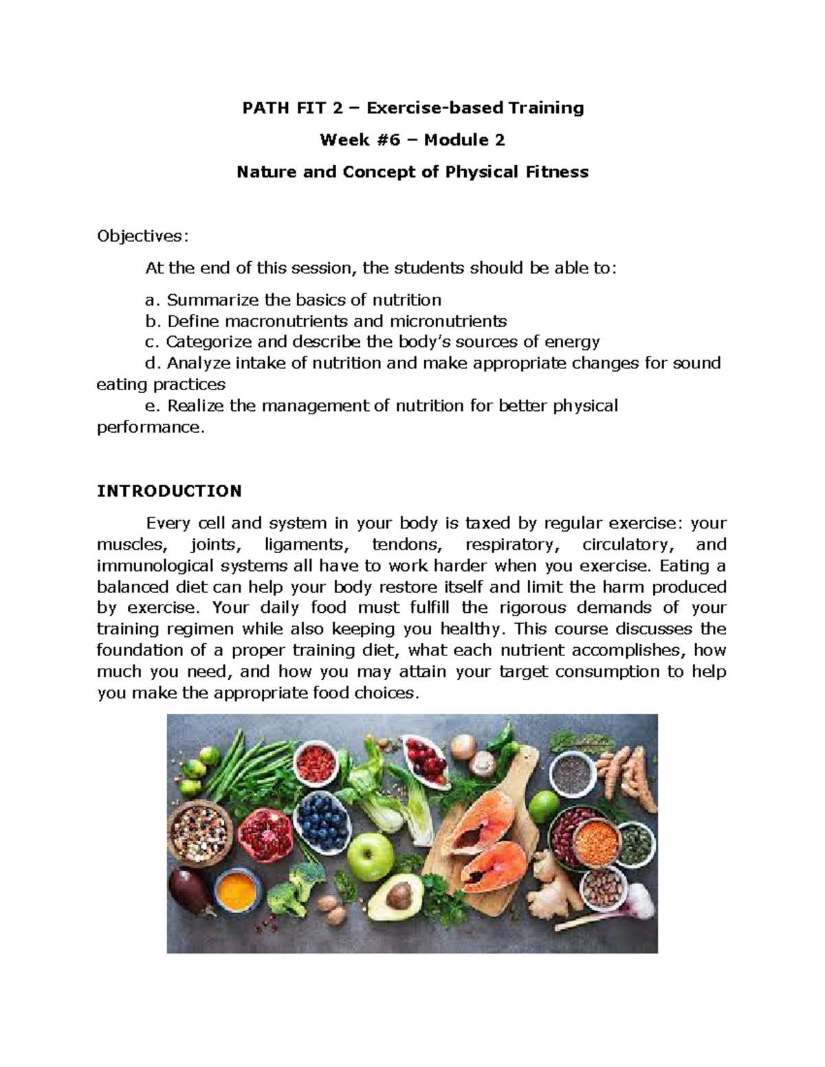 L6 Nutrition and Physical Performance - PATH FIT 2 – Exercise-based ...