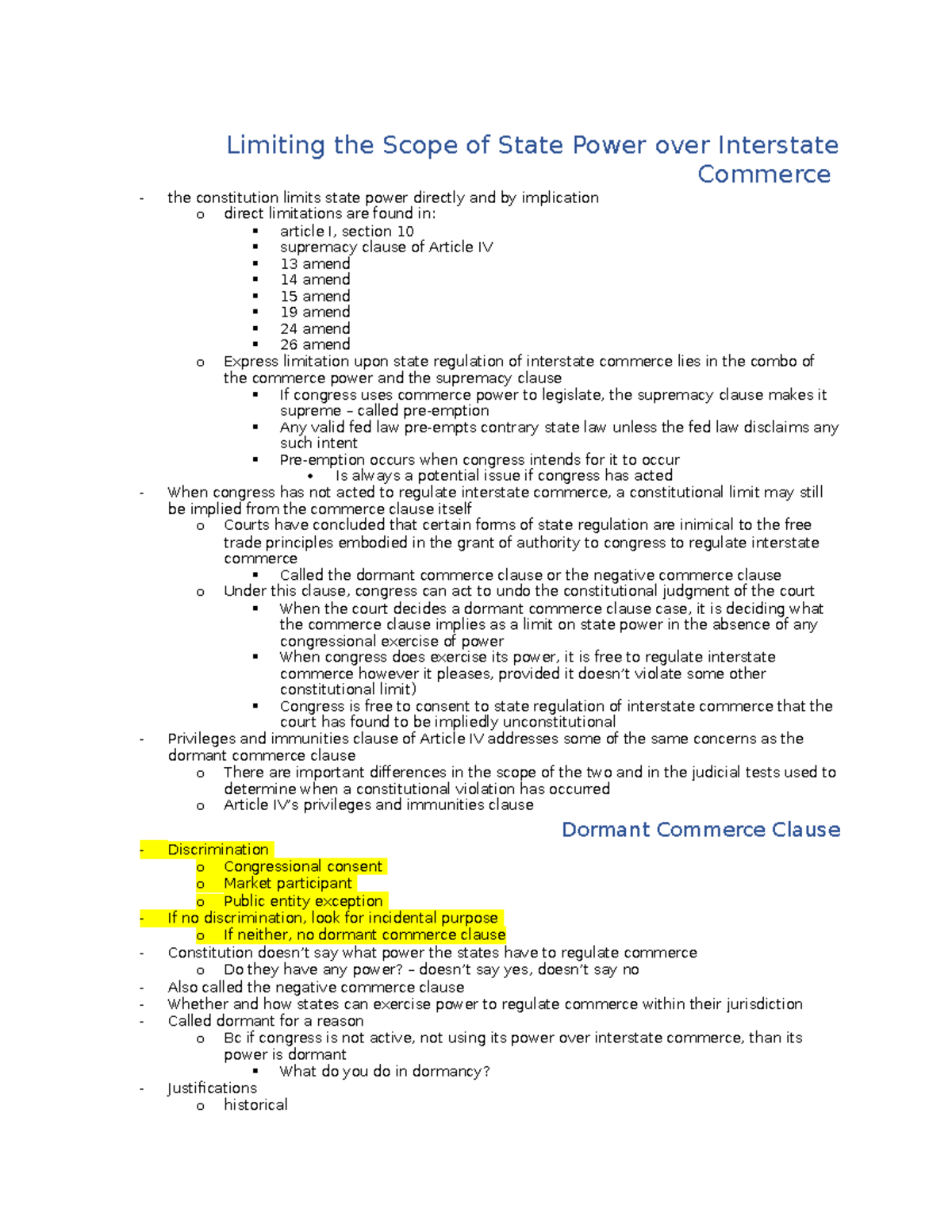 Limiting the Scope of State Power over Interstate Commerce - Limiting ...
