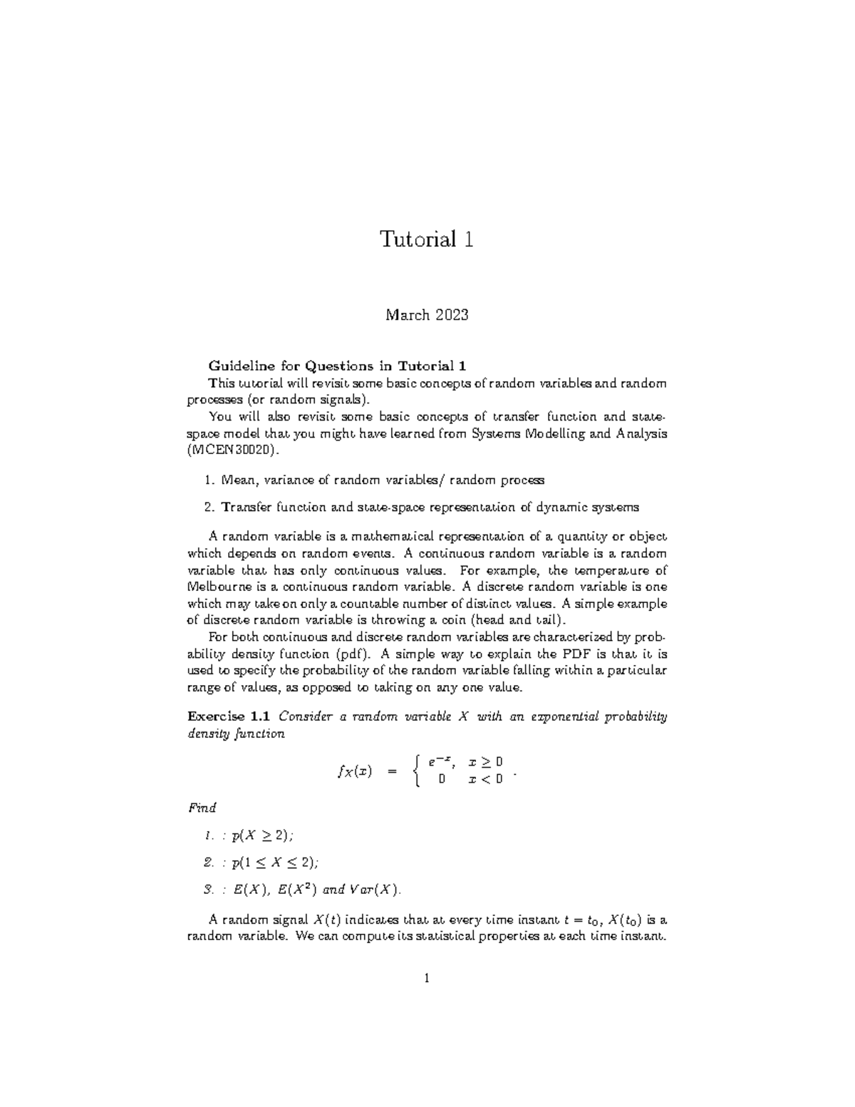 Tutorial 1 - Sensor Systems - Tutorial 1 March 2023 Guideline for ...