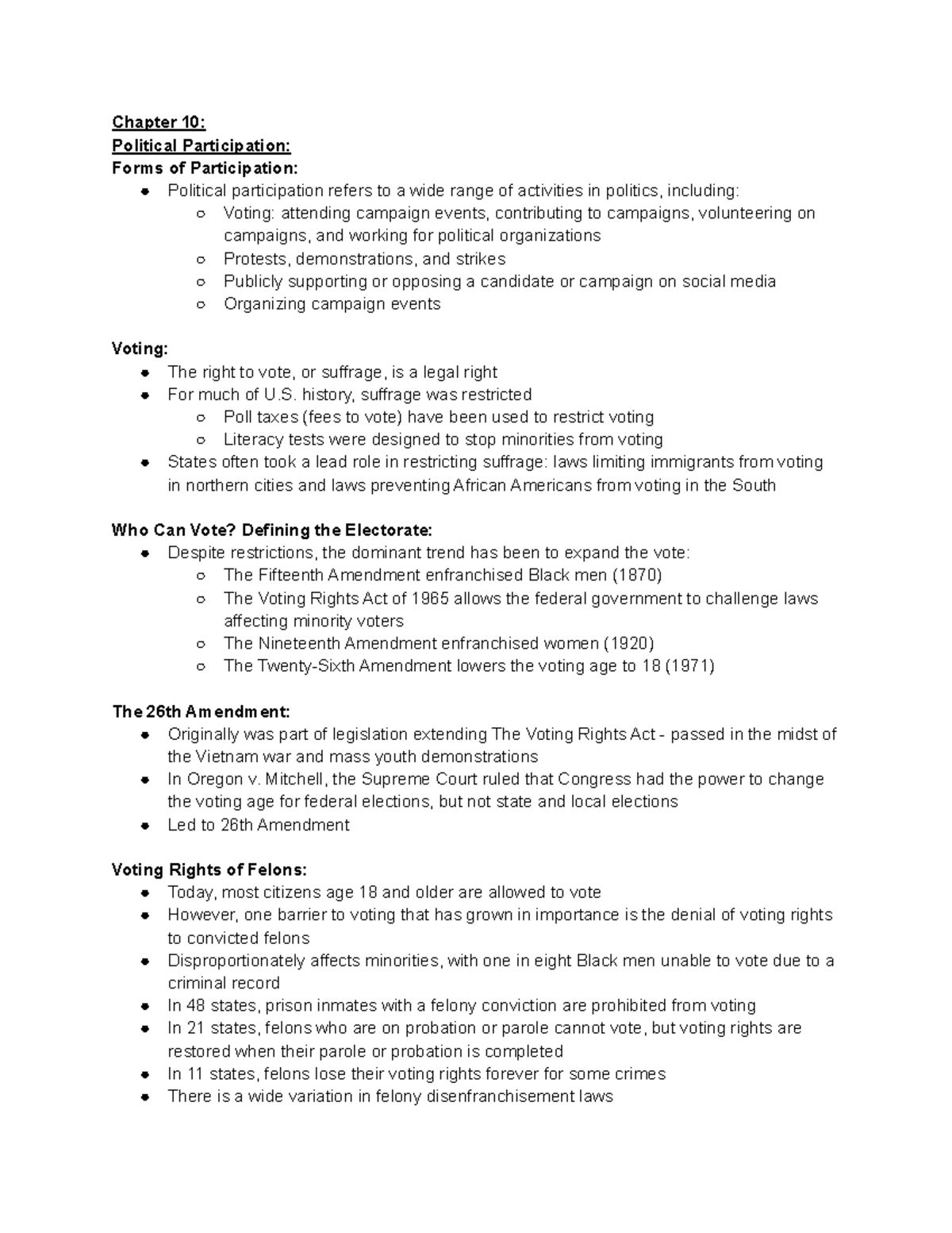 Introduction To American Politics: Political Participation - Chapter 10 ...