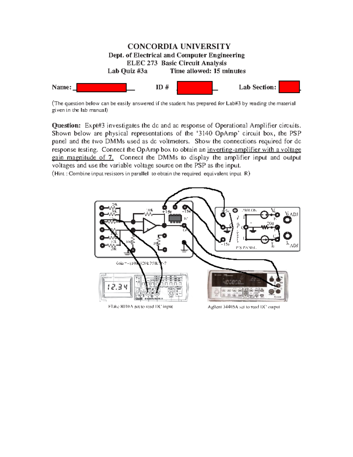 Pre-lab #3 - drawing - CONCORDIA UNIVERSITY Dept. of Electrical and ...