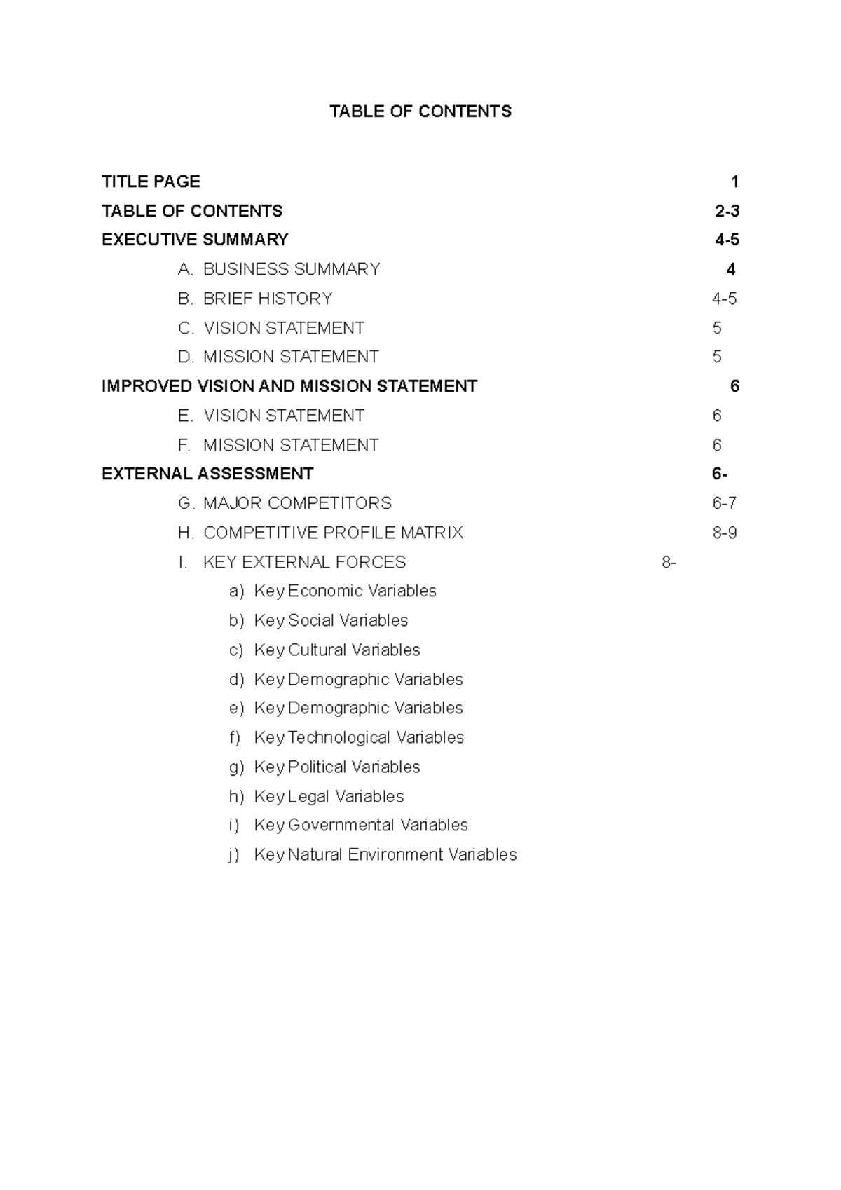 Table-OF- Contents - Used - TABLE OF CONTENTS TITLE PAGE TABLE OF ...
