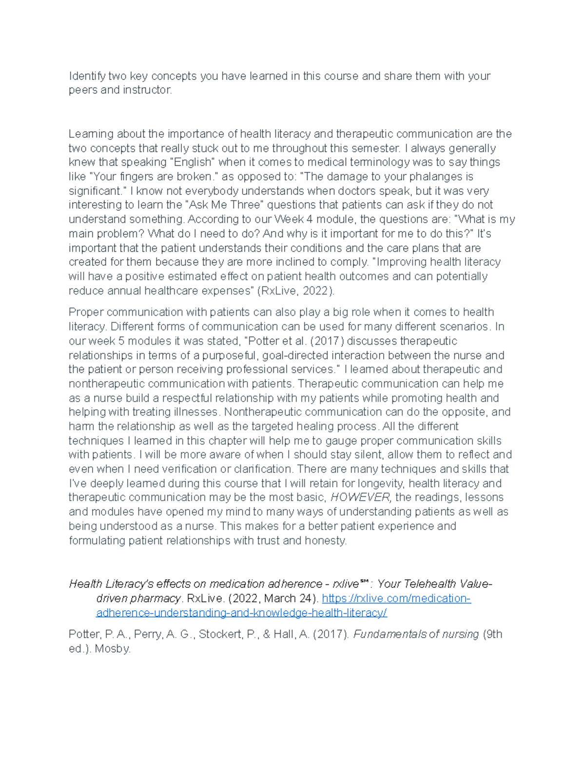 Week 8 - Week 8 Discussion post - Identify two key concepts you have ...