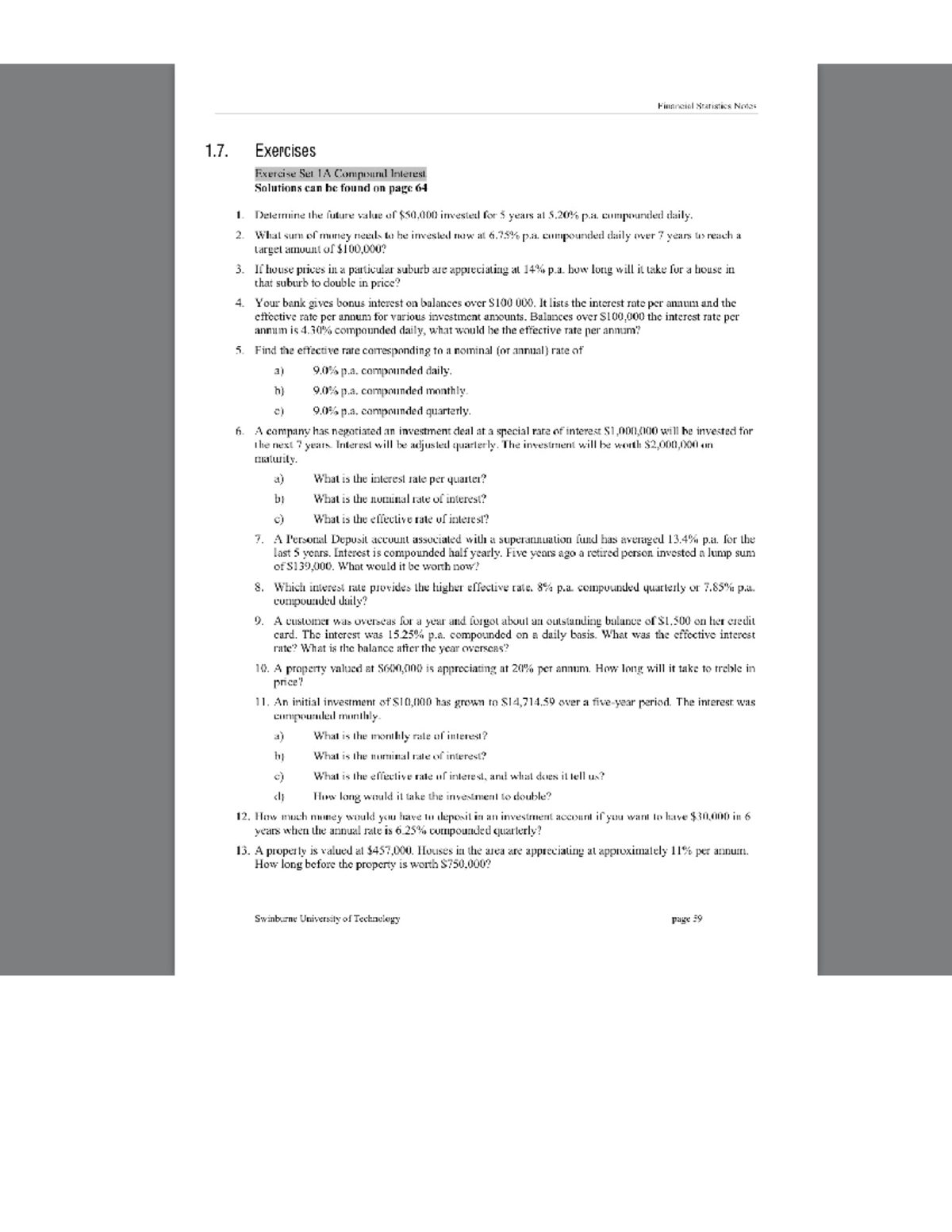 Tutorial work - 1 - FIN10002 - Studocu