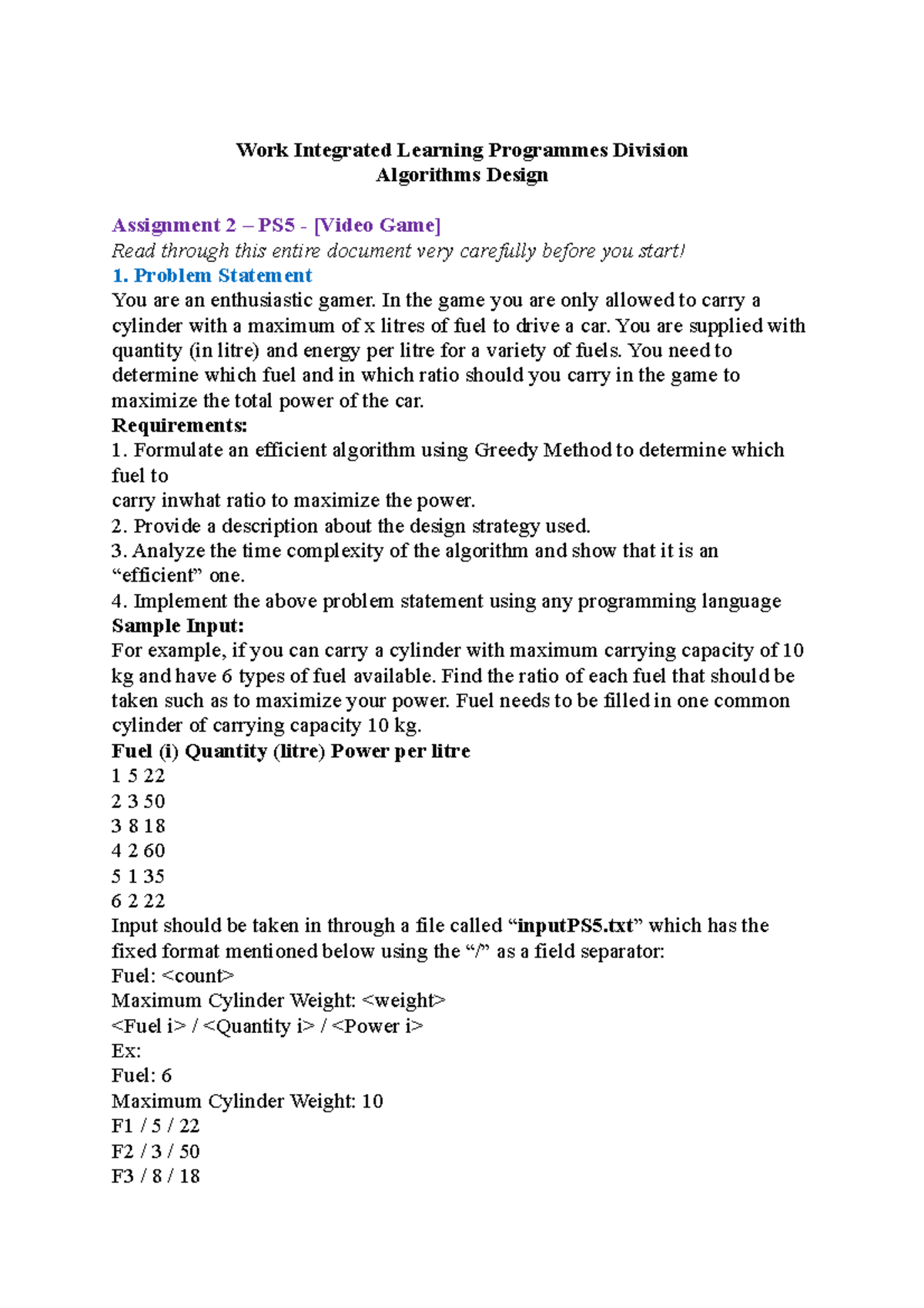 Assignment 2 PS5 - Work Integrated Learning Programmes Division Algorithms Design Assignment 2 ...