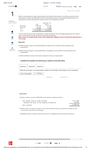 Question 6 - Ch 8 HW - Connect - eBook ⊕ Hint Print p References 6 0 /0. points awarded Scored ...