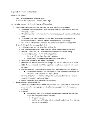 Chapter 25 Notes - Chapter 25: The History of Life on Earth A Surprise ...